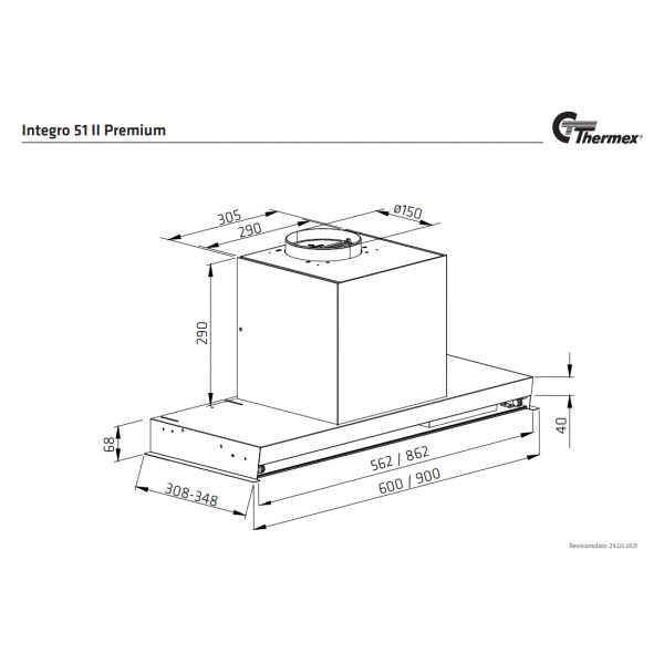 Campana encastrable INTEGRO 51 II Premium 90 cm Thermex